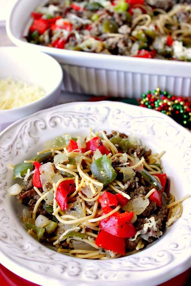 Christmas Pasta with Sausage, Onion, and Peppers Recipe - Kudos Kitchen