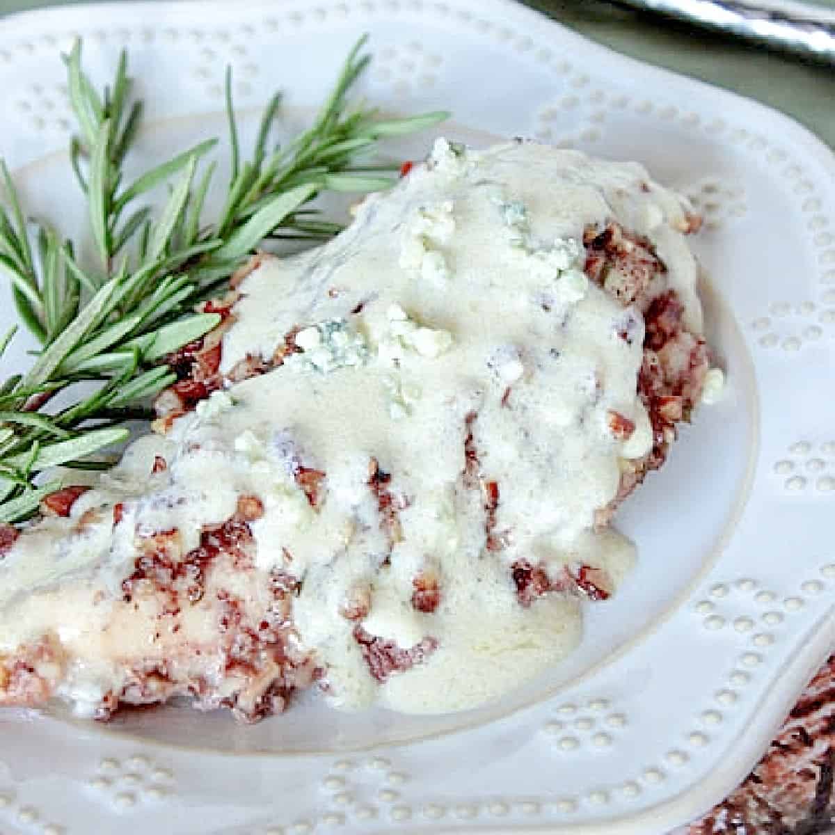 Pecan Chicken with Blue Cheese Sauce Recipe - Kudos Kitchen by Renee