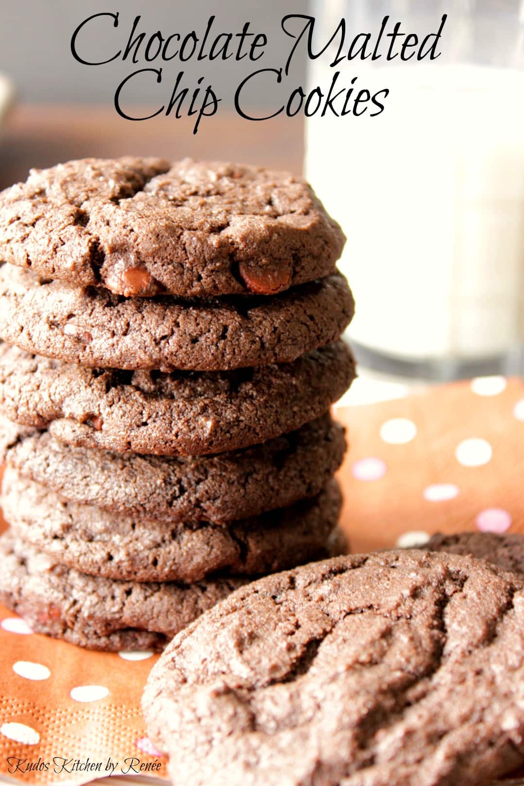 Chocolate Malted Chocolate Chip Cookies - Kudos Kitchen by Renee