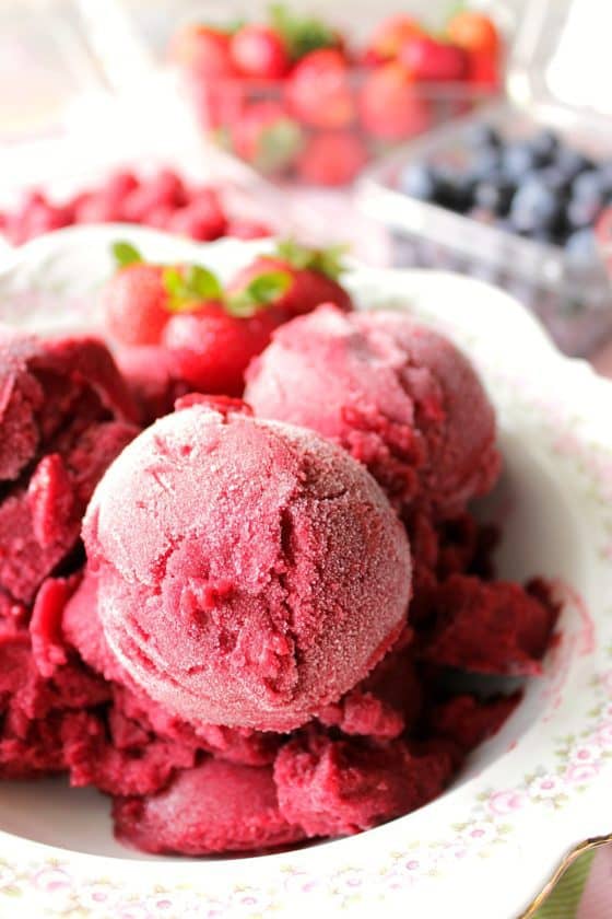 Low Sugar Mixed Berry Sorbet - Kudos Kitchen by Renee