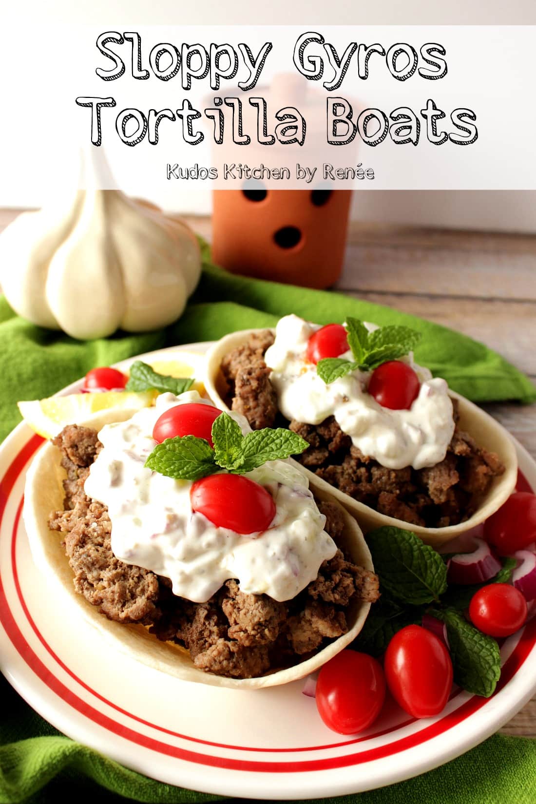 Kid Favorite Sloppy Gyros Tortilla Boats Recipe