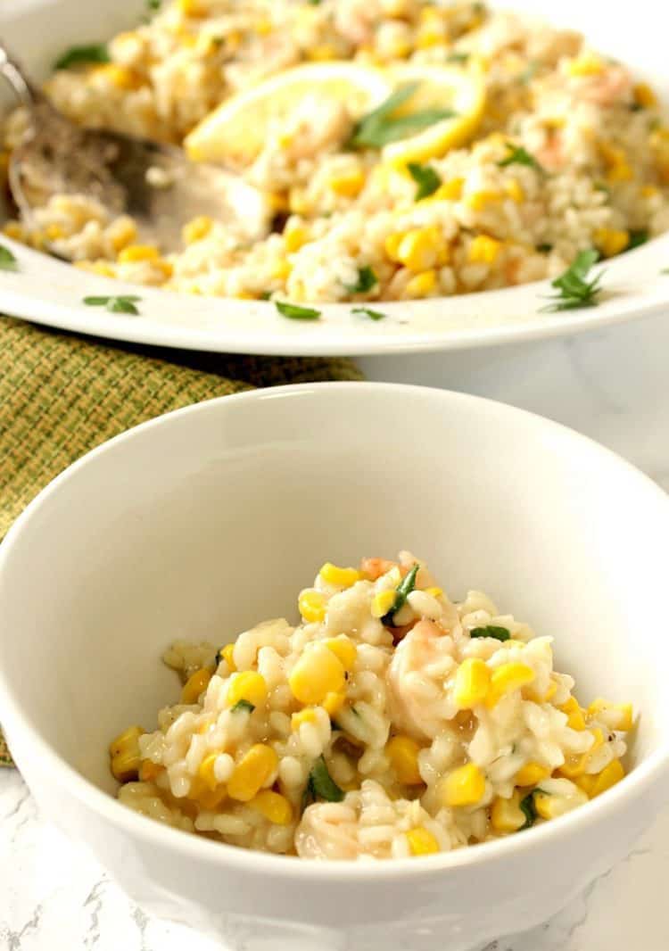 Sweet Corn Risotto with Shrimp Recipe - Kudos Kitchen by Renee