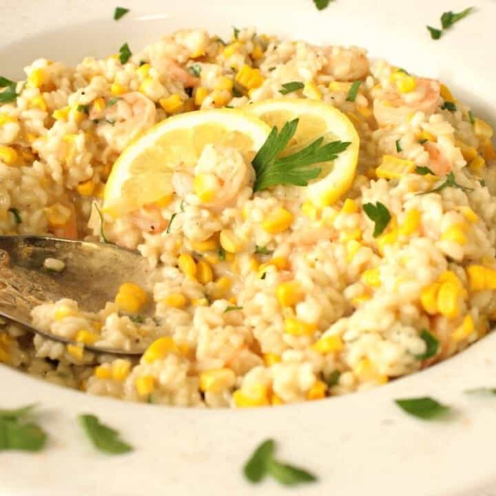 Sweet Corn Risotto with Shrimp Recipe - Kudos Kitchen by Renee