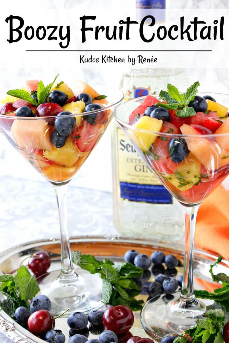 Boozy Fruit Cocktail with Gin and Mint - Kudos Kitchen by Renee