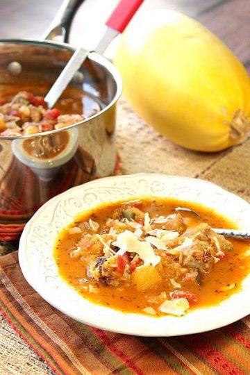 Freaky Good Pesto Spaghetti Squash Puking Pumpkin for Halloween