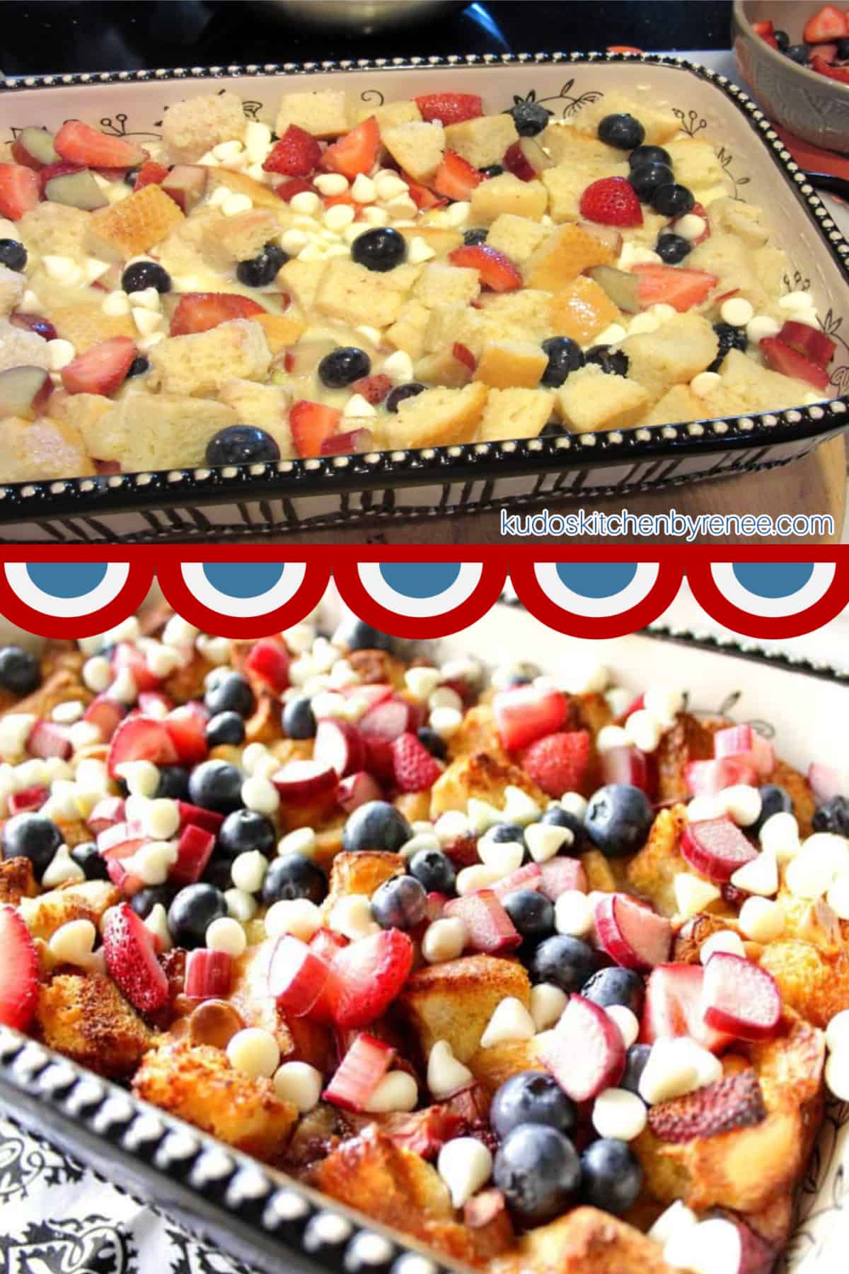 Red, White, and Blue Bread Pudding - Kudos Kitchen by Renee