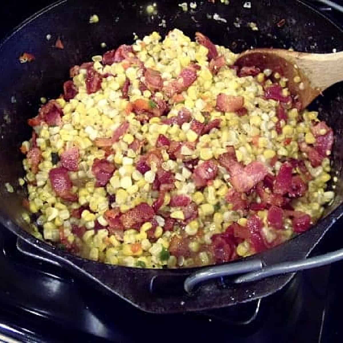 Fried Corn with Bacon Recipe - Kudos Kitchen by Renee