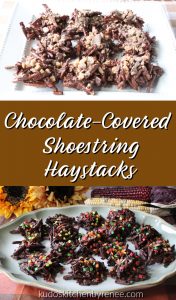 Sweet and Salty Chocolate Covered Shoestring Haystacks