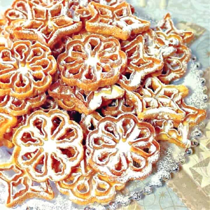 Fried Rosette Snowflake Cookies- Kudos Kitchen by Renee