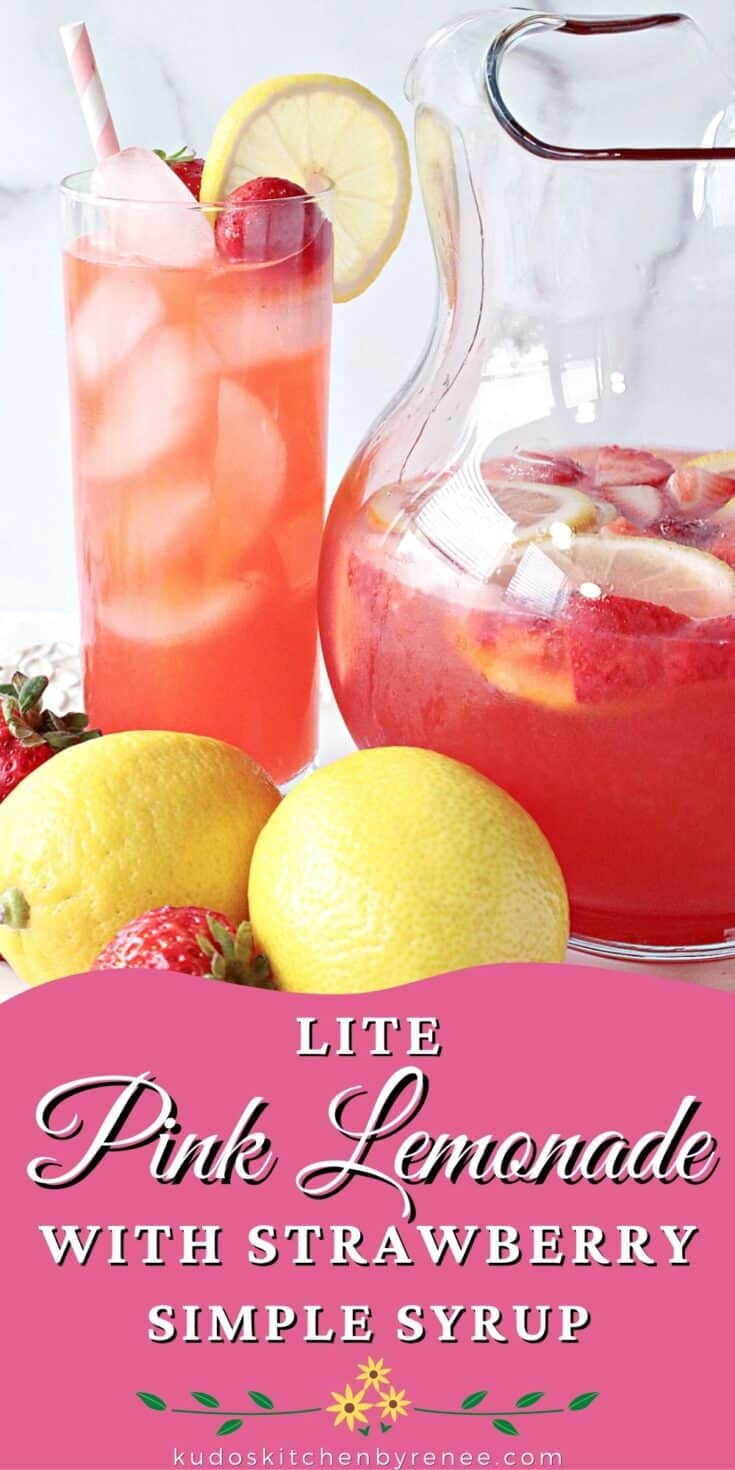 Lite Pink Lemonade with Strawberry Simple Syrup Recipe - Kudos Kitchen