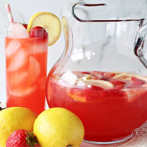 Lite Pink Lemonade with Strawberry Simple Syrup Recipe - Kudos Kitchen