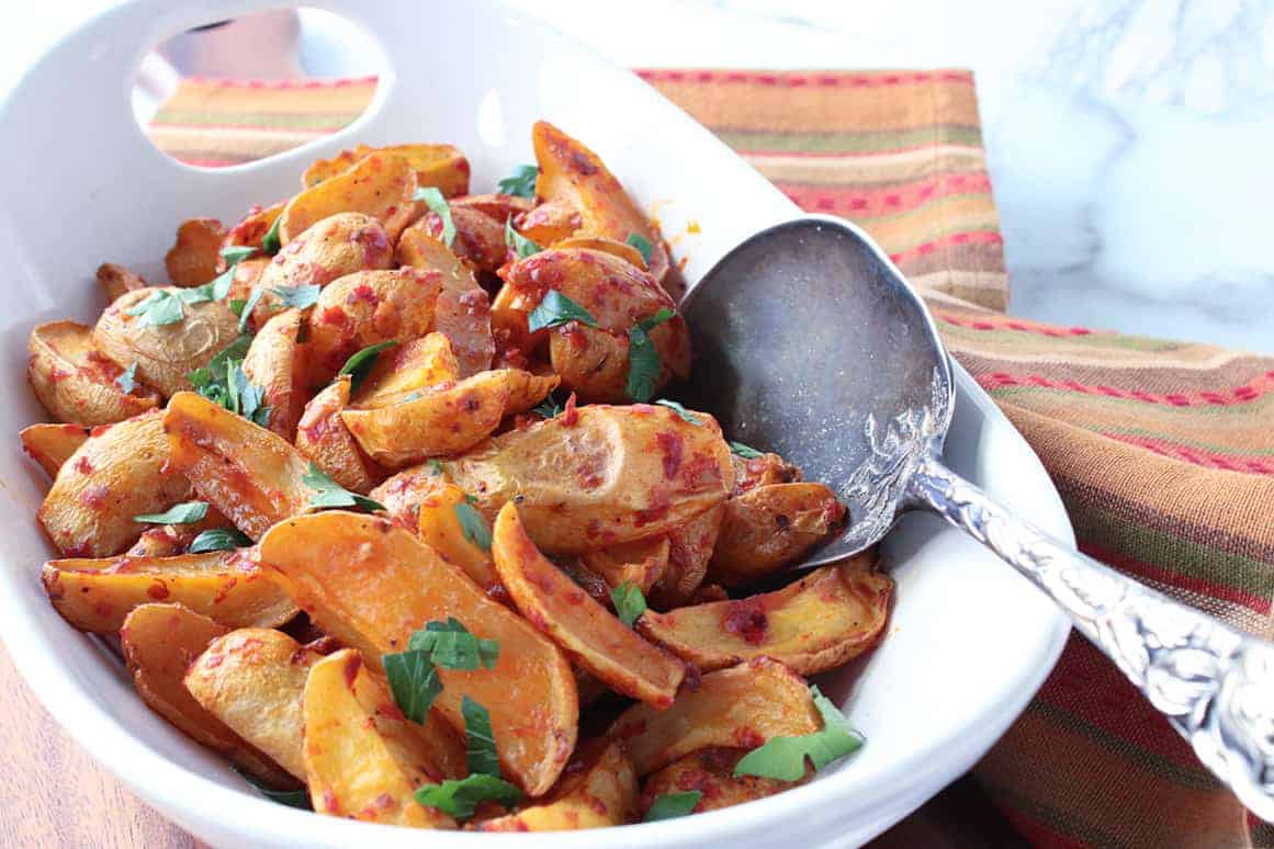 Roasted Baby Potatoes with Chili Garlic Paste - Kudos Kitchen by Renee