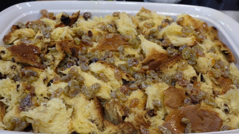 Panettoné Bread Pudding with RumChata Caramel - Kudos Kitchen