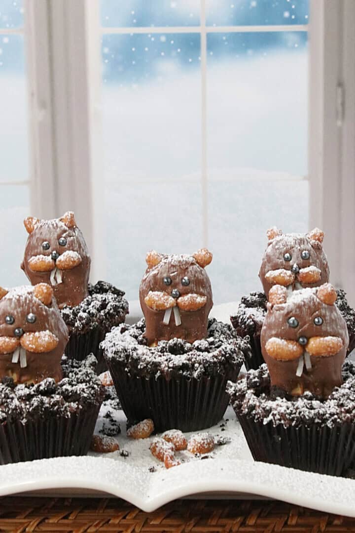 Groundhog Day Brownie Cupcakes - Kudos Kitchen by Renee