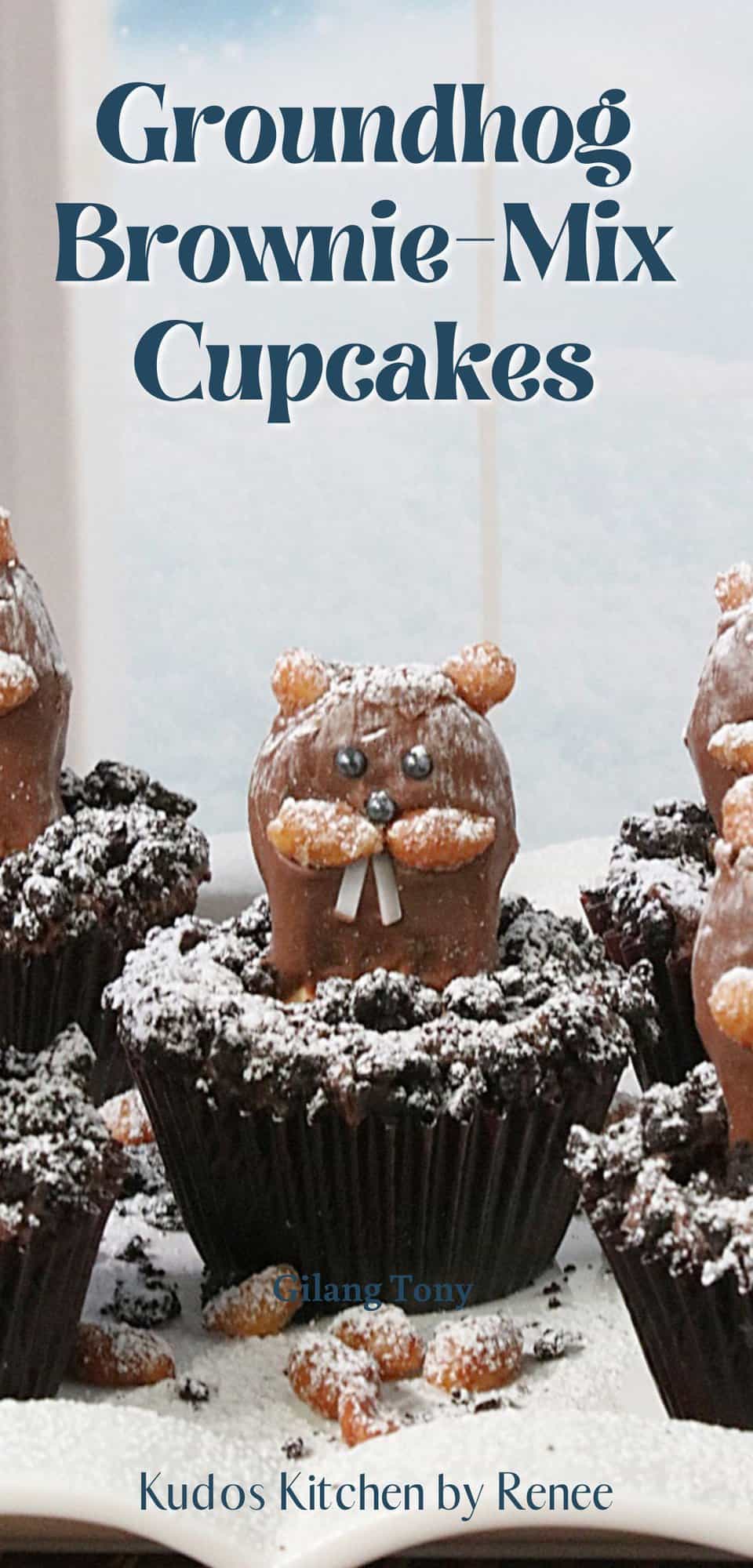 Groundhog Day Brownie Mix Cupcakes - Kudos Kitchen by Renee