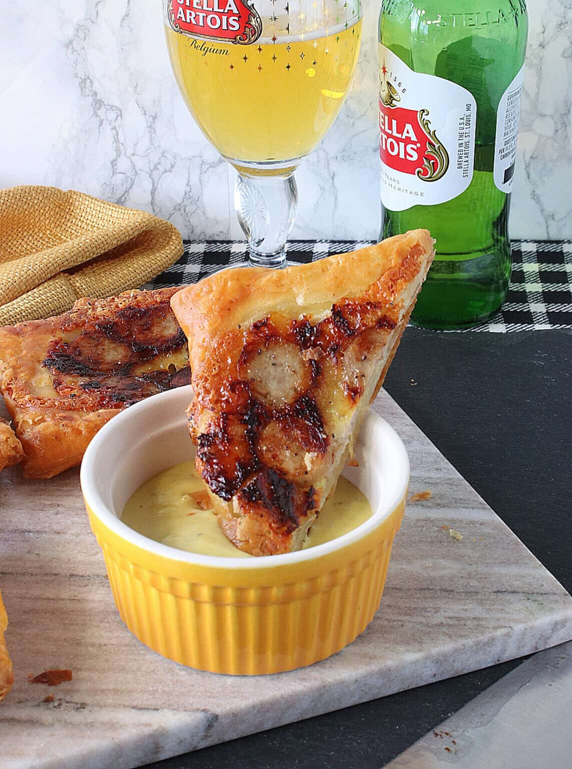 Upside Down Bratwurst and Cheese Pastry Appetizers - Kudos Kitchen/Renee