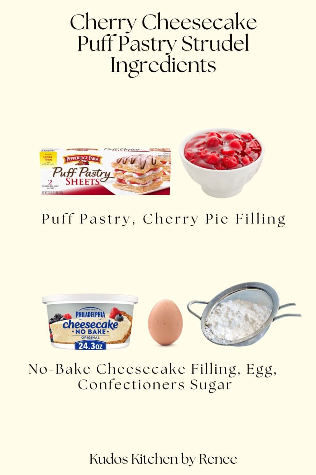 Cherry Cheesecake Puff Pastry Strudel - Kudos Kitchen by Renee