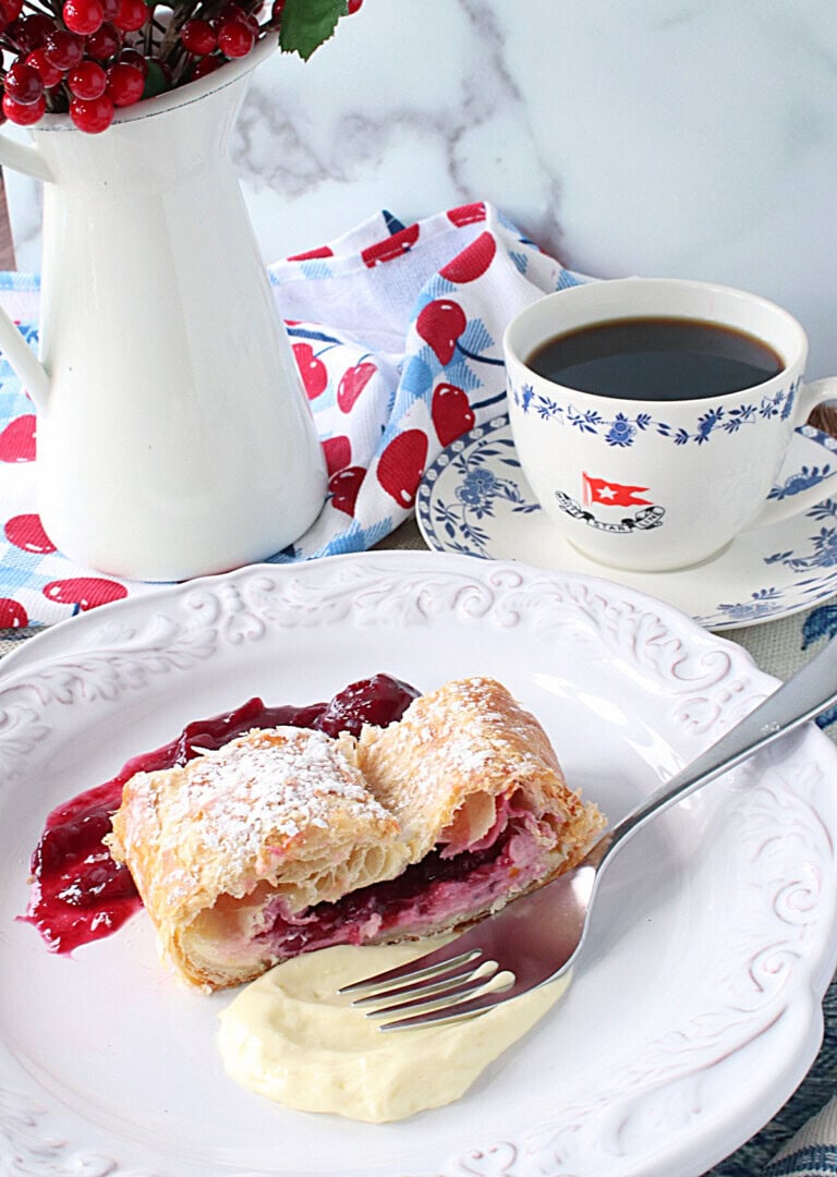 Cherry Cheesecake Puff Pastry Strudel - Kudos Kitchen by Renee