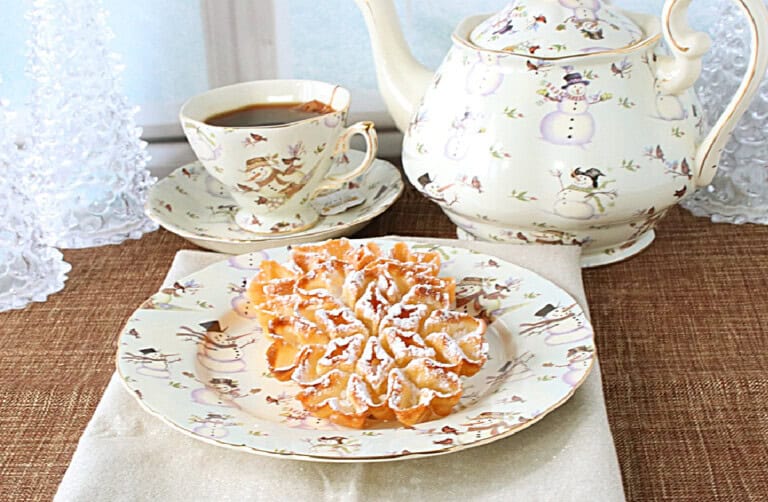 Fried Rosette Snowflake Cookies- Kudos Kitchen by Renee