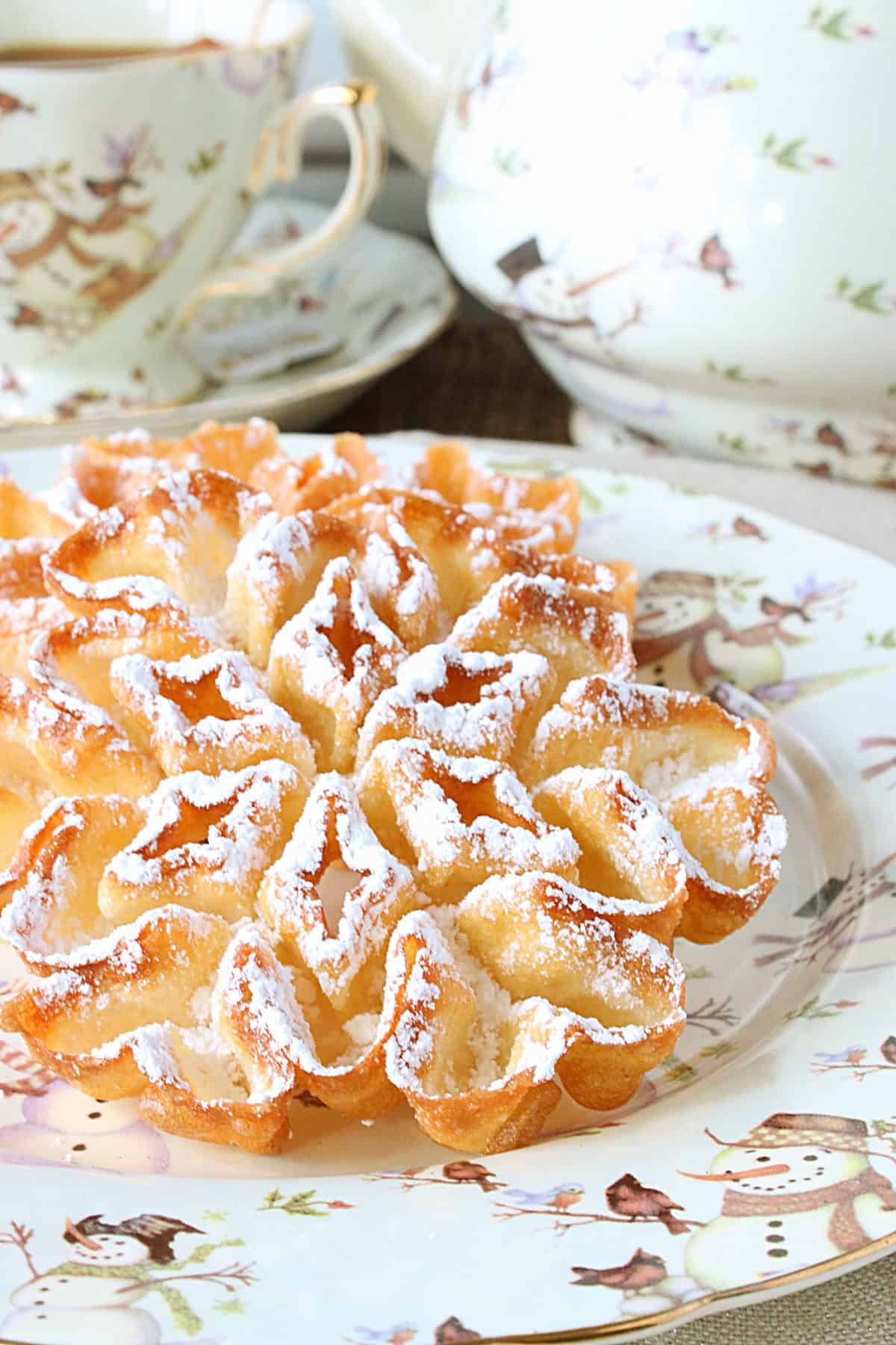 Fried Rosette Snowflake Cookies- Kudos Kitchen by Renee